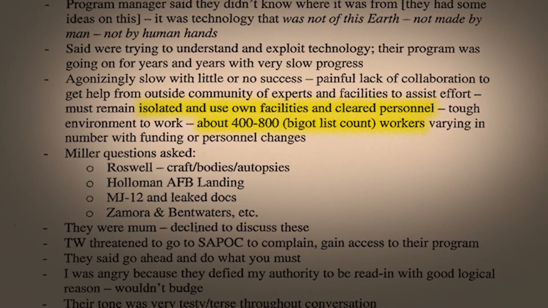 "An isolated group using their own facilities and cleared personnel ...