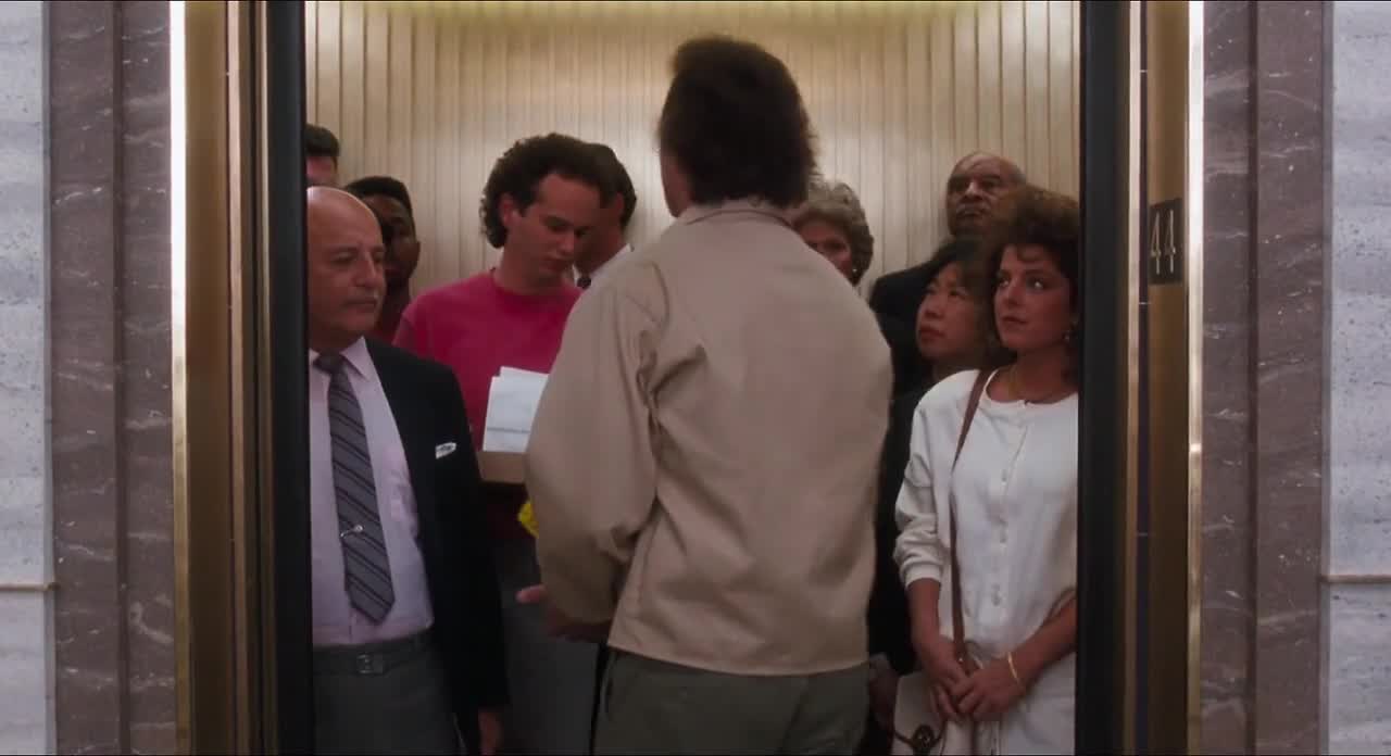 ...baby step onto the elevator... baby step into the elevator... I'm ...