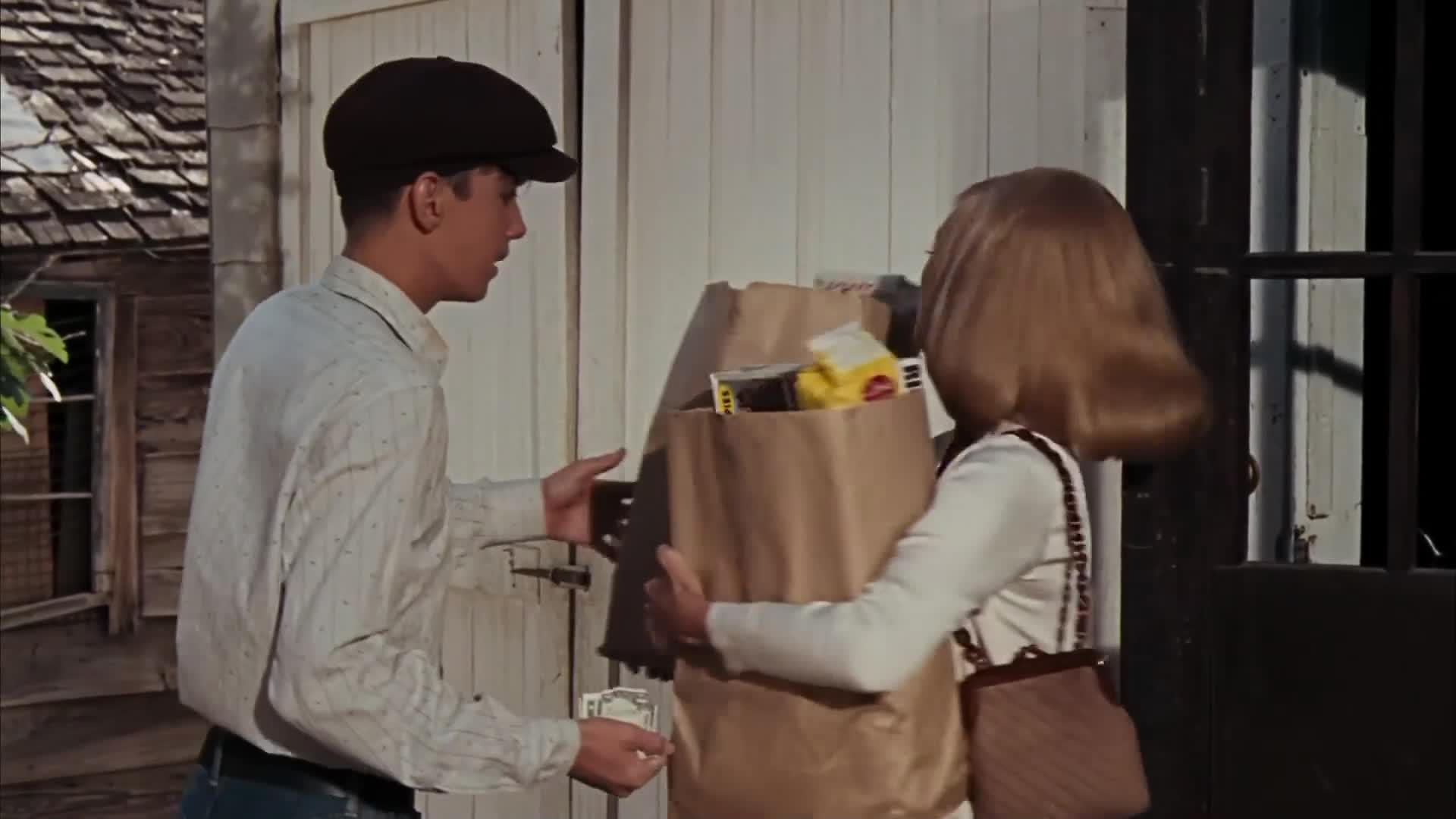Here, ma'am, let me help you with...those bags are heavy. No, thanks, I ...