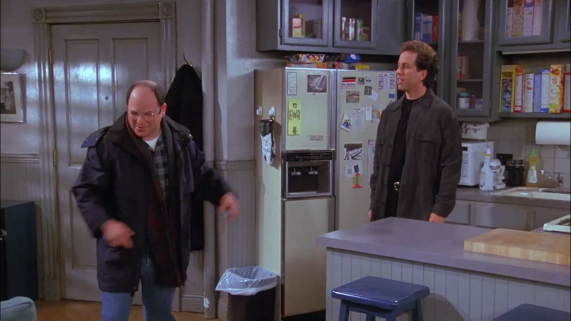 I gotta call Elaine. She's out. Oh, yeah. The blind date. They call it ...