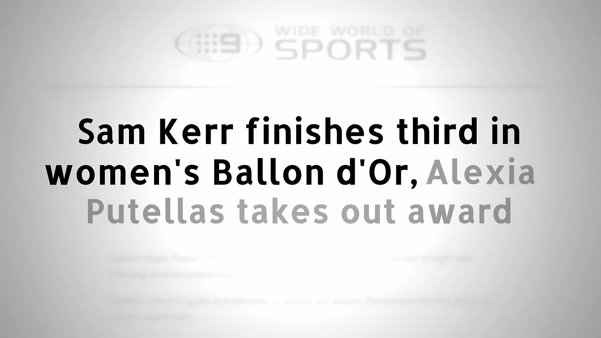 Matildas captainSam Kerr has finished third for the women's Ballon d ...