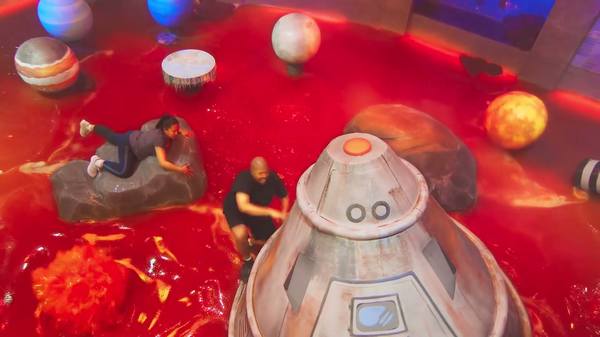 "Nick lunges for the capsule,but can't get his footing, so Nick's ...