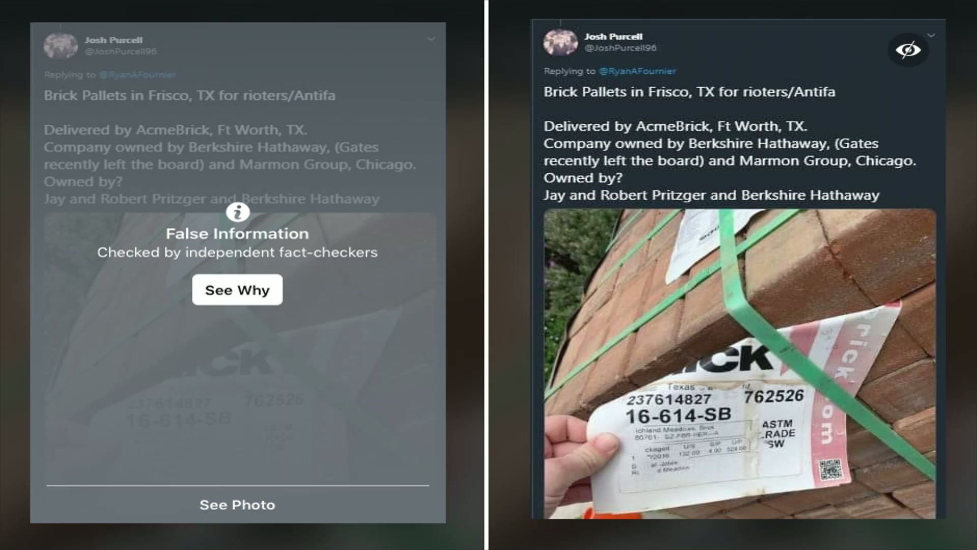 "The one truthabout that conspiracy theory is that there werebricks ...