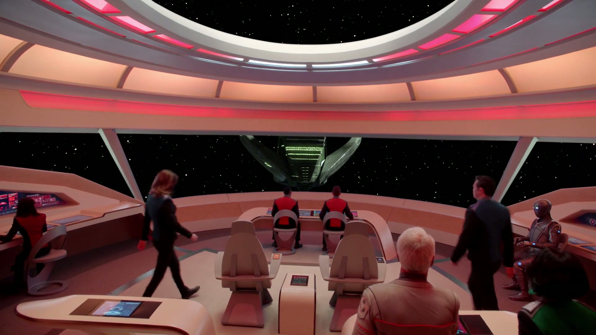 The shuttle is aboardthe Krill ship. Signal them. All right, Commander ...