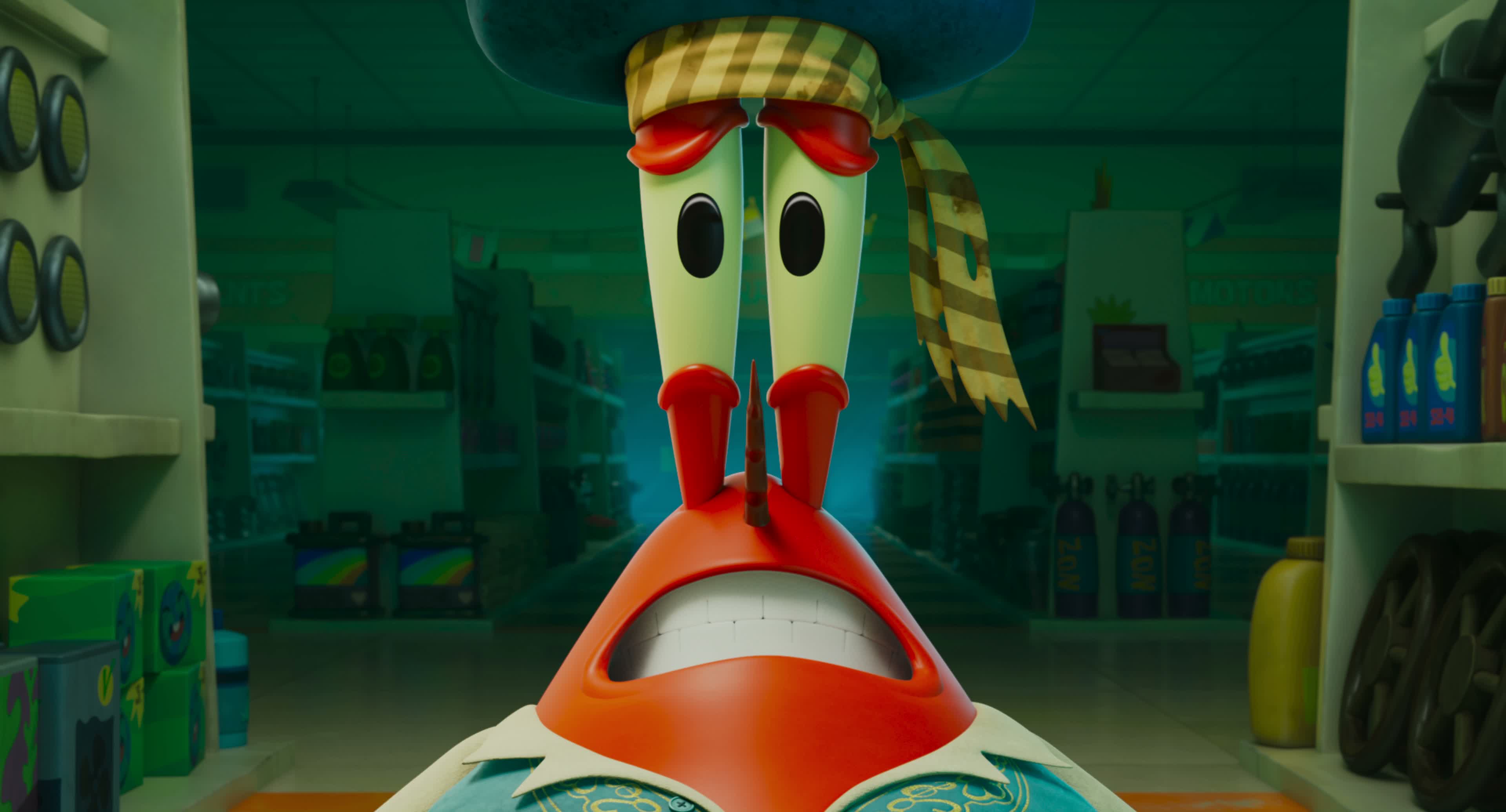 What's the plan,Mr. Krabs? Meow. Meow-ow. It looks hungry. And it's ...
