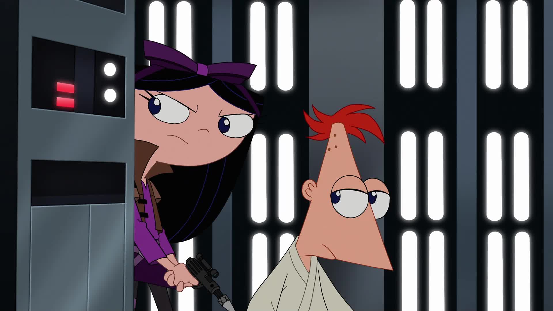 "What's wrong, Ferb? You got yourhand up again. Perry is in trouble. Oh ...