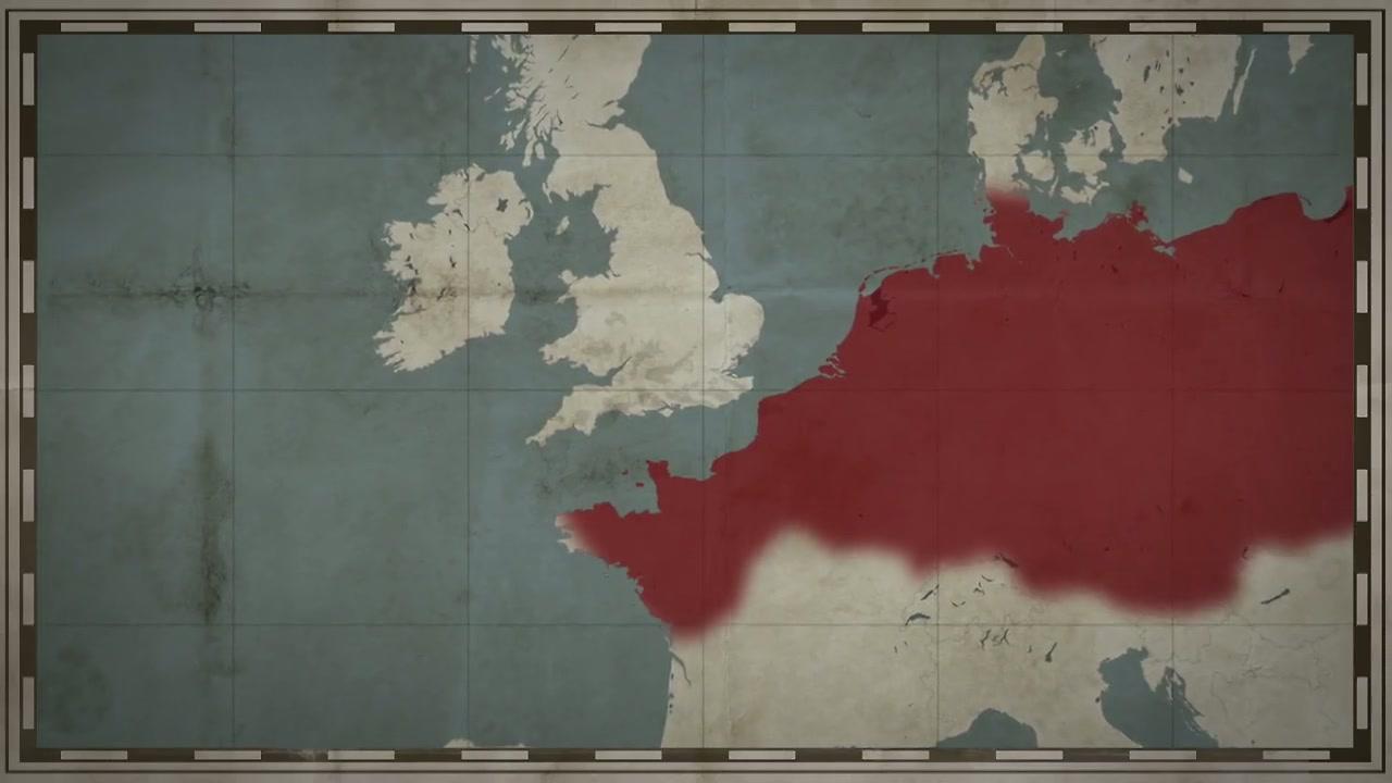 "Across the English Channel, Hitler's determined army gathered pace ...