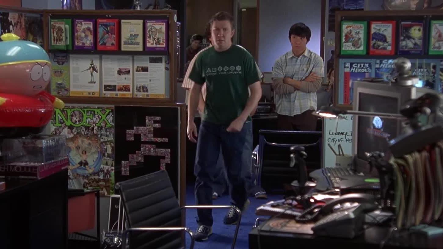 "Crap that's Alex's intercom. Yello? Delivery at the front desk for you ...
