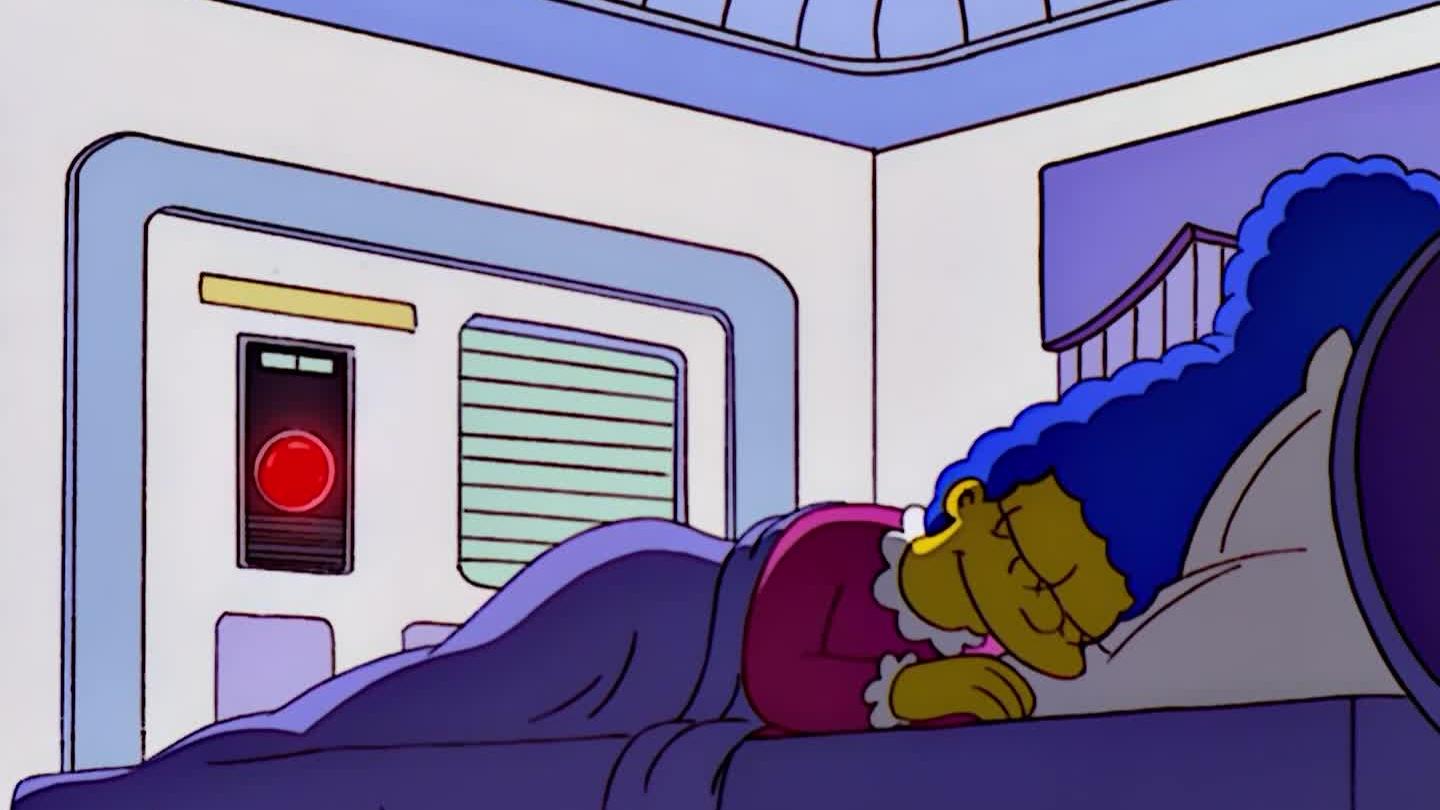 "Good morning, Marge. Good morning, Pierce.Where's Homer? - Uh... I ...