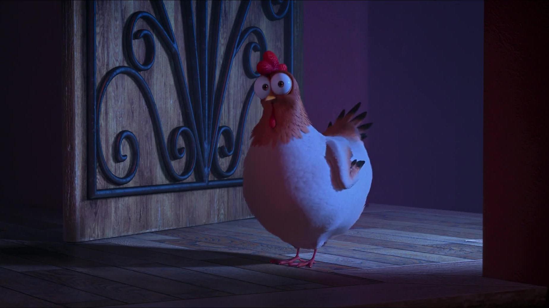 Oh. There's a chicken. Are you lost,little guy? You must be lost. Ha ...