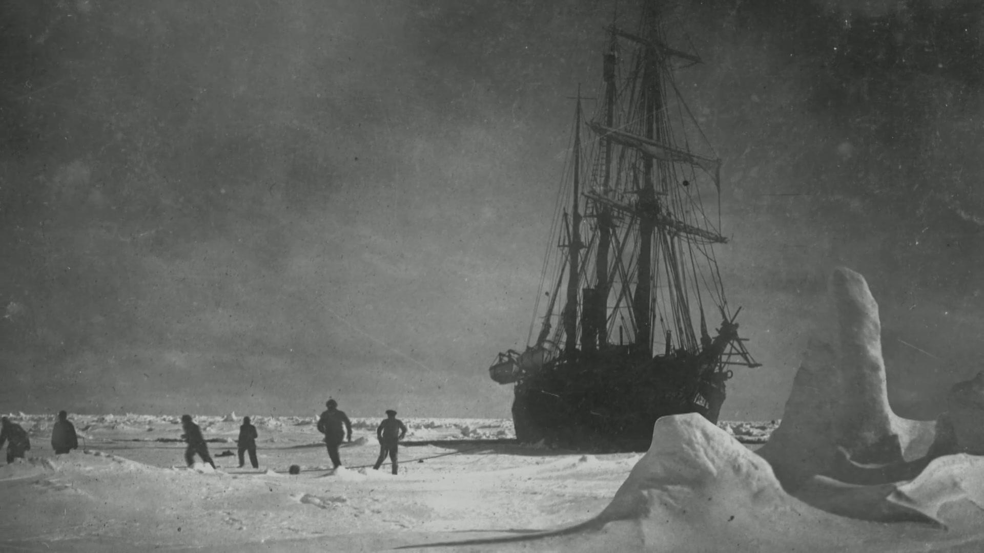 The flat flows and frozen leads in the neighbourhood of the ship, made ...