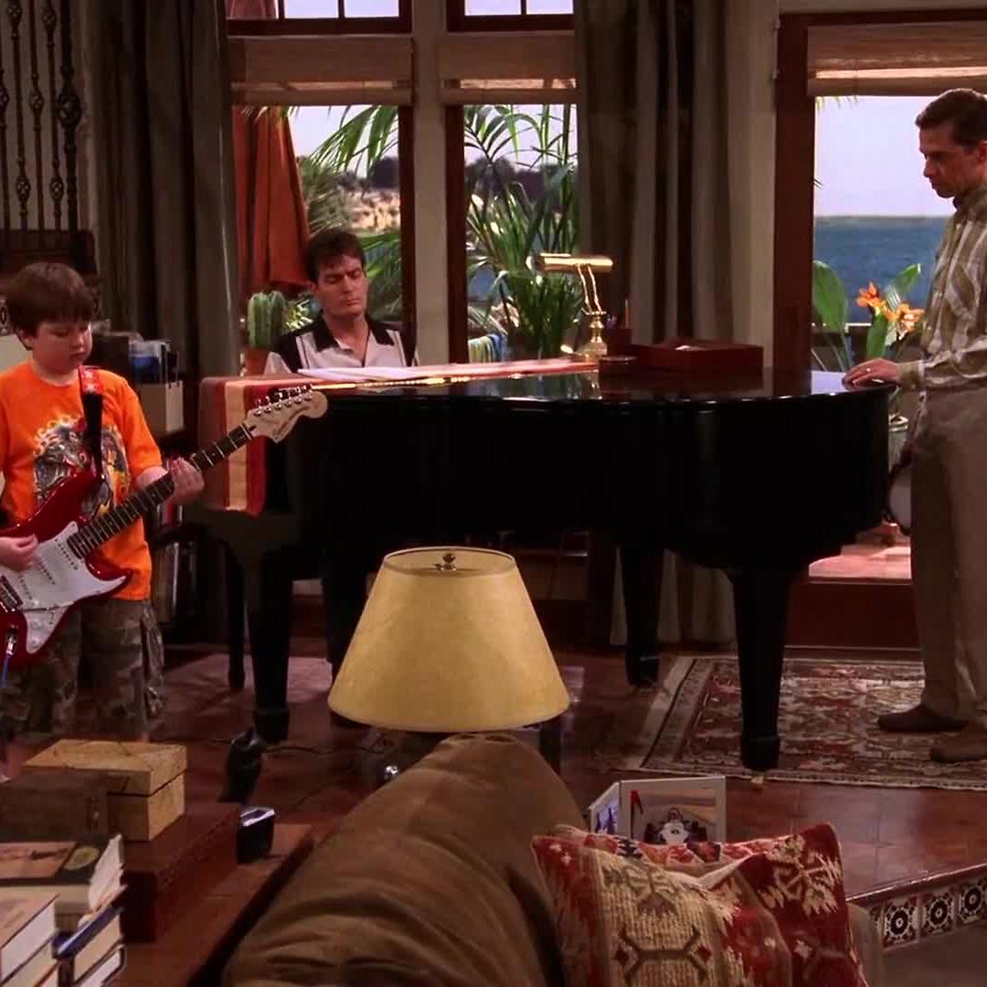 ( playing"Smoke on the Water" riff ) - Two and a Half Men | Clip.Cafe