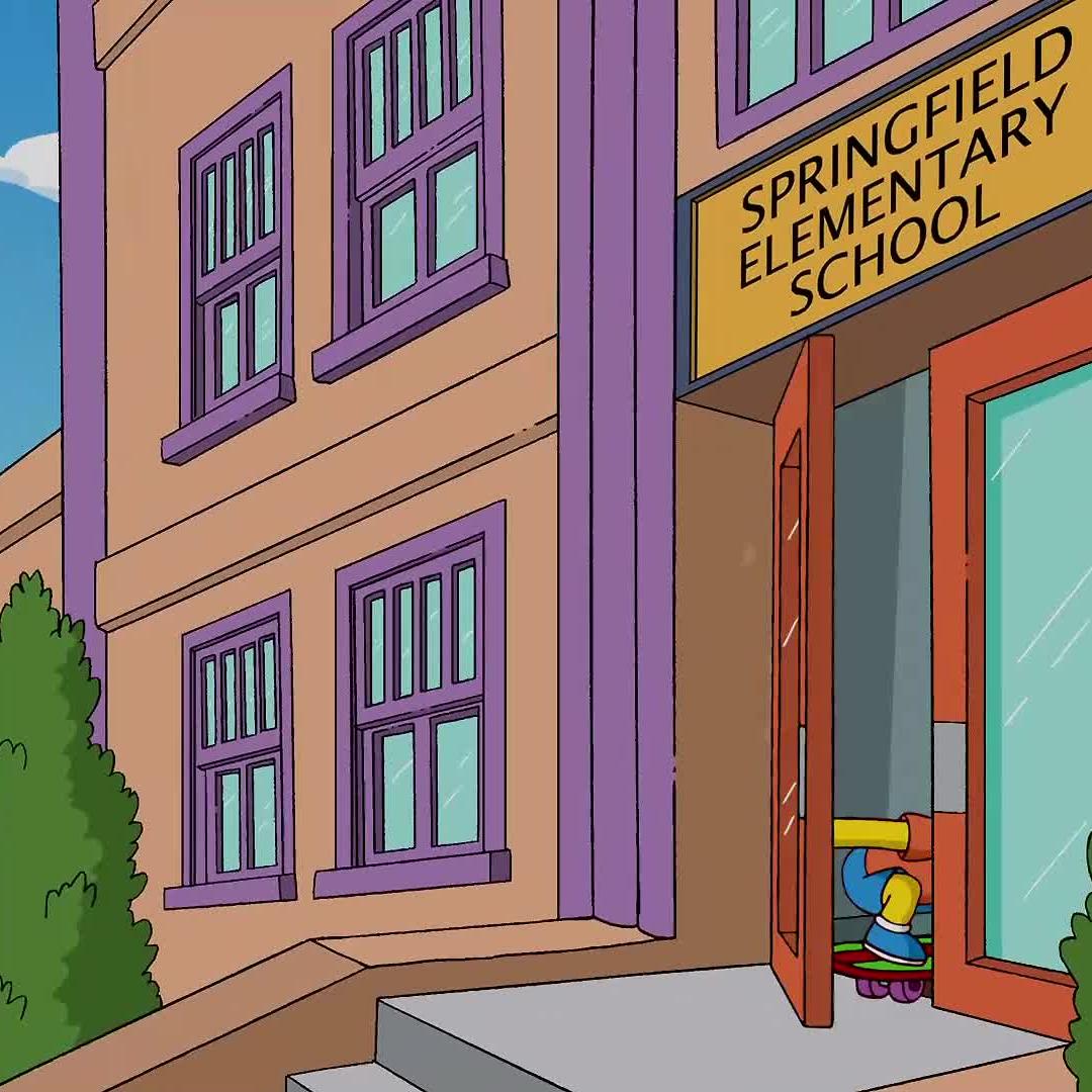 (school bell ringing) (Barney burps) (tires screeching) D'oh! (tires ...