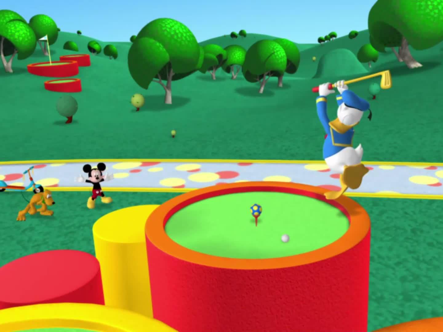 DONALD, STOP! YOU'RE GOING TO HITTHE BOUNCY BALL! AW, PICKLE JUICE. UH ...