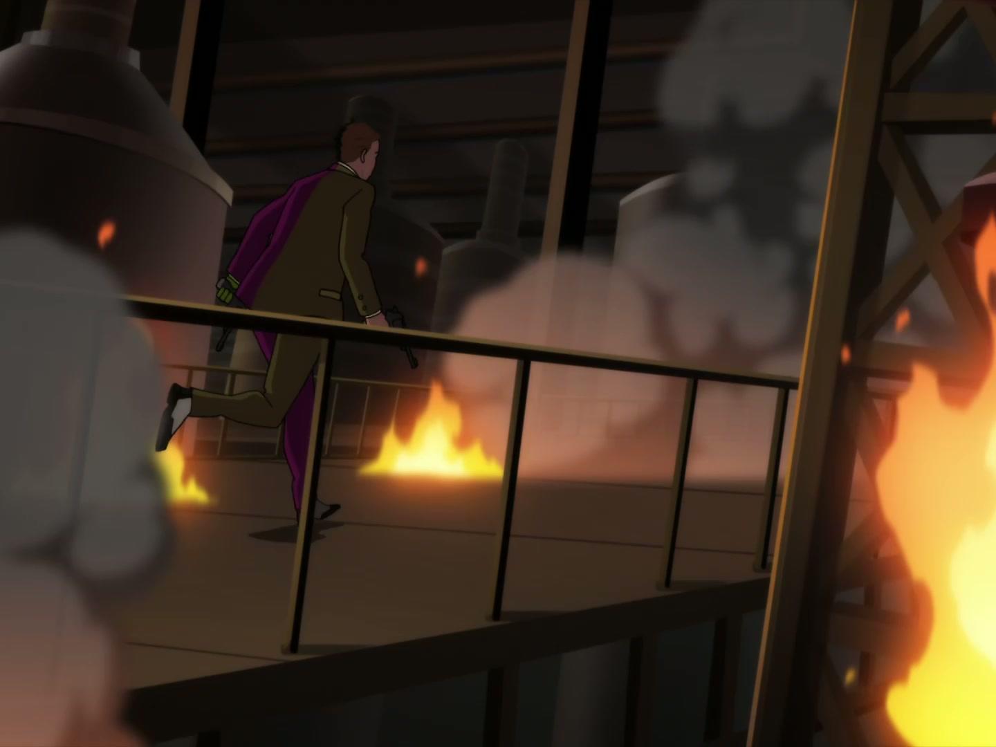 (LAUGHING) - (TWO-FACE CONTINUES LAUGHING)- Batman, this place is going ...