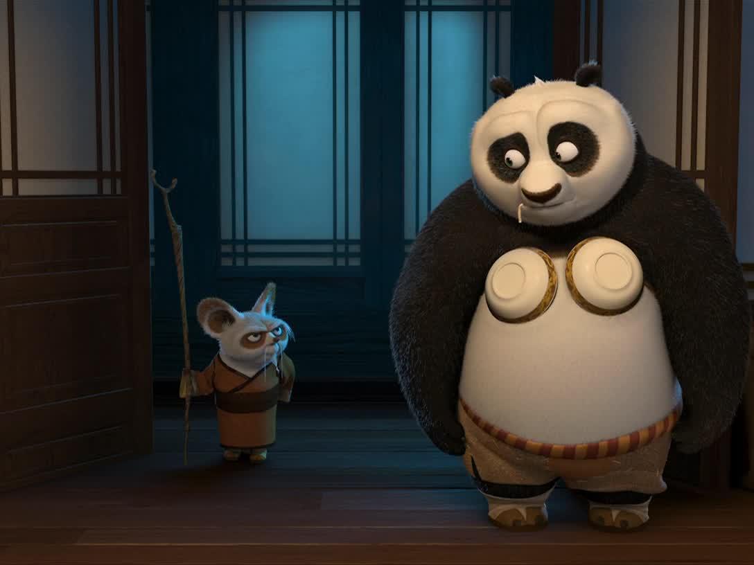 Master! Shifu! Shifu, are you okay? Po. You're alive!... Or we're both ...