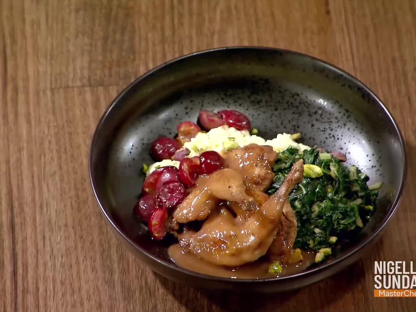 "So, Elise, what's the dish? I've made quail witha smoked ricotta ...