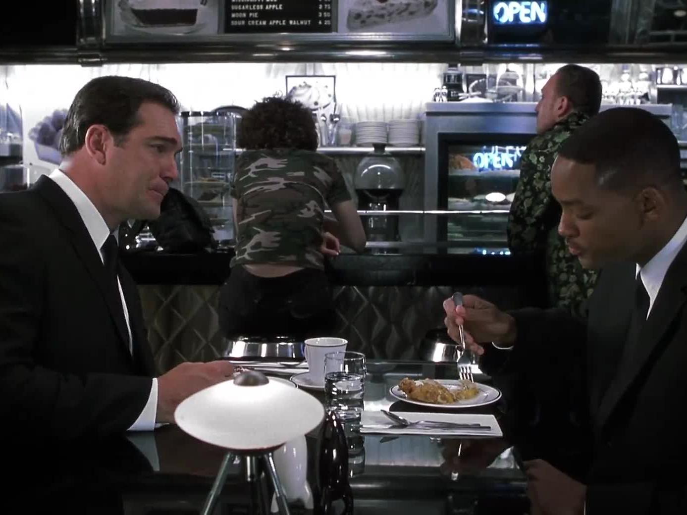 Oh, good pie! Oh, yeah. What's wrong, man? The pie not good? You're ...