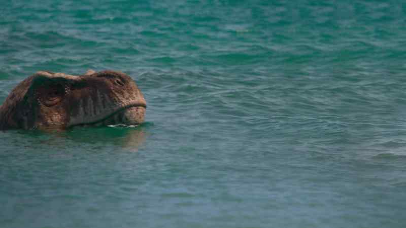 A Tyrannosaurus rex taking a swim. Hollow, air-filled bonesand powerful ...