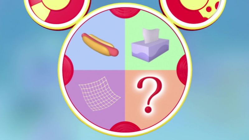 A hot dog, a tissue, a big net, and the mystery Mouseketool. Which ...