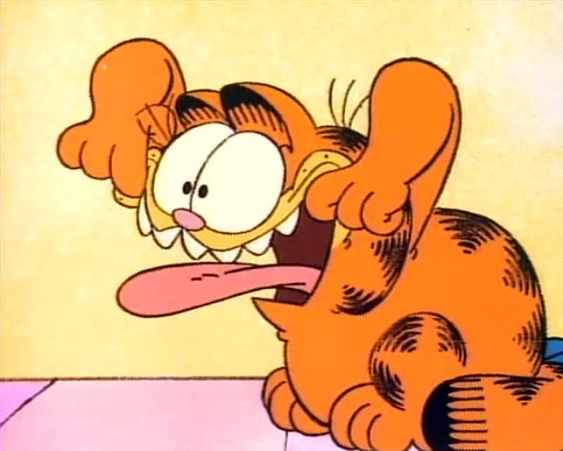 "That's not funny, Garfield. Then how about this? Now that's funny. Why ...